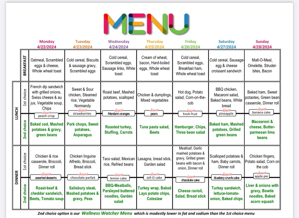 Menu 1 — Jackson County Medical Care Facility