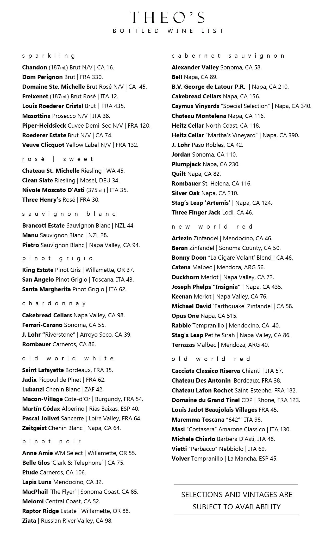 WINE & BEER — Theo's Rogers