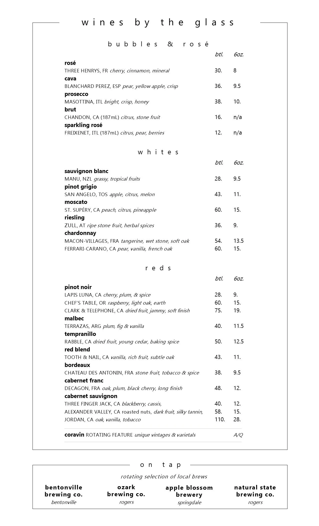 WINE & BEER — Theo's Rogers