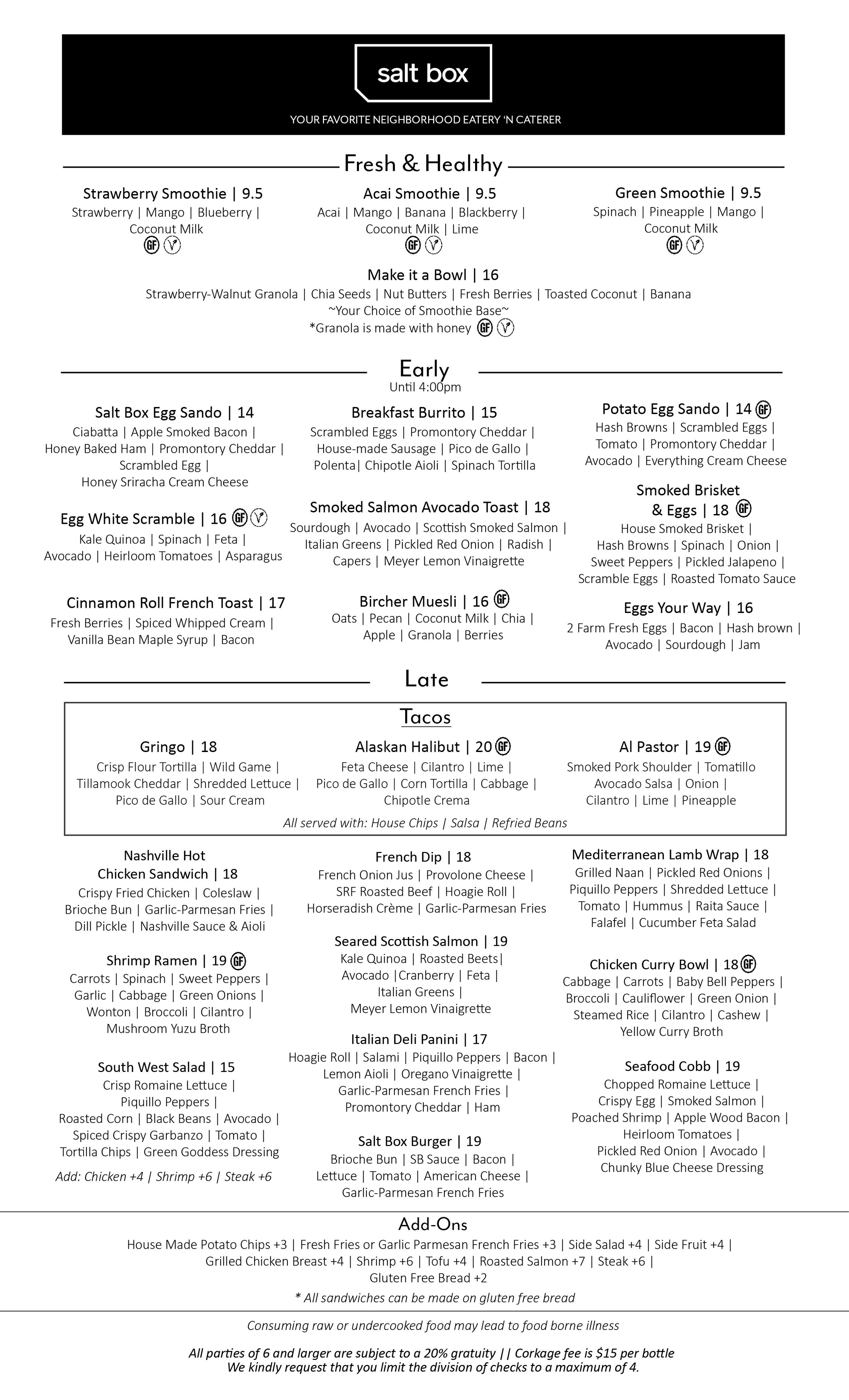 Menu — Saltbox | Park City