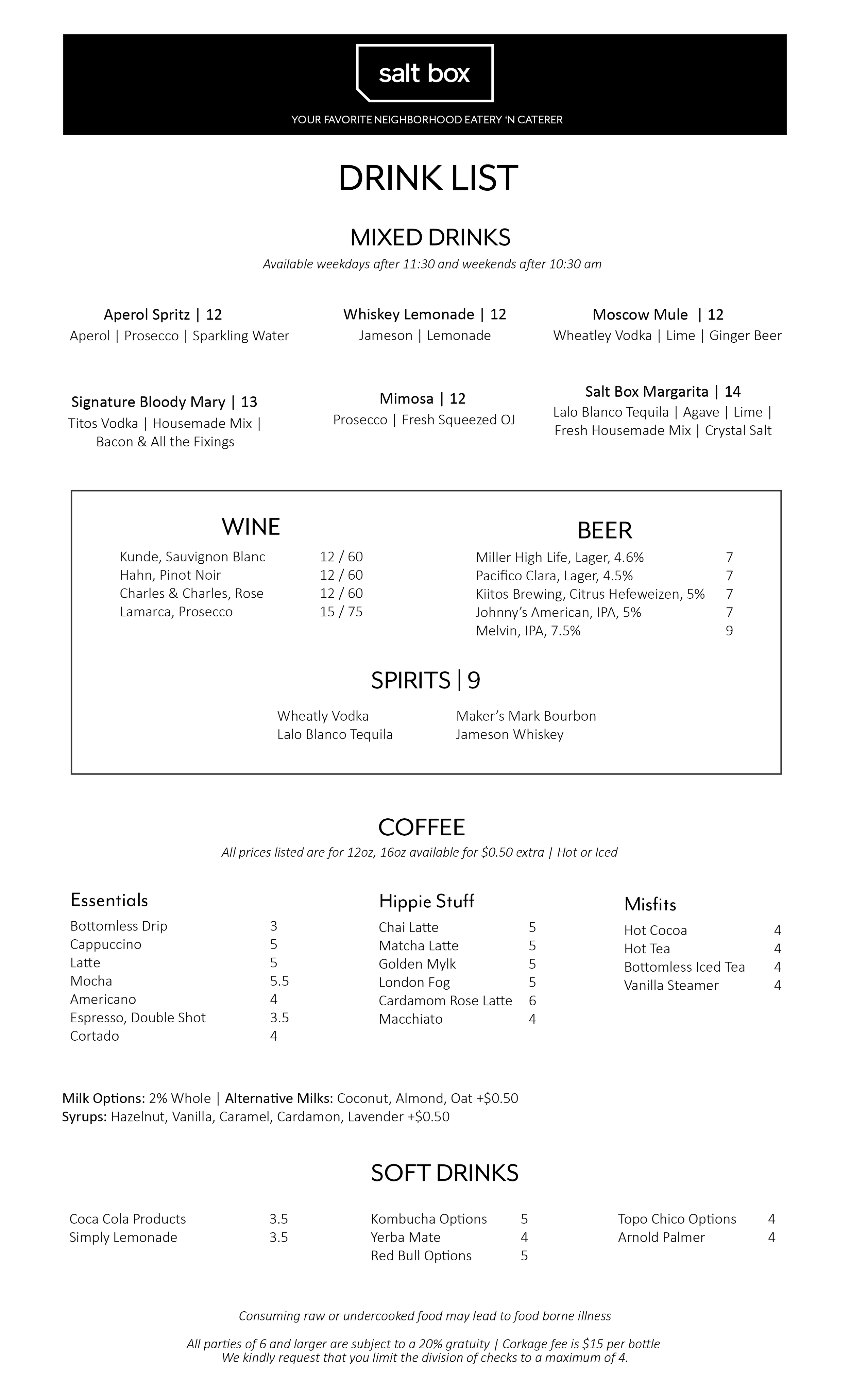 Menu — Saltbox | Park City