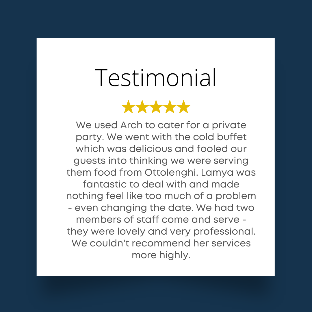 Bespoke catering for events in London — arch