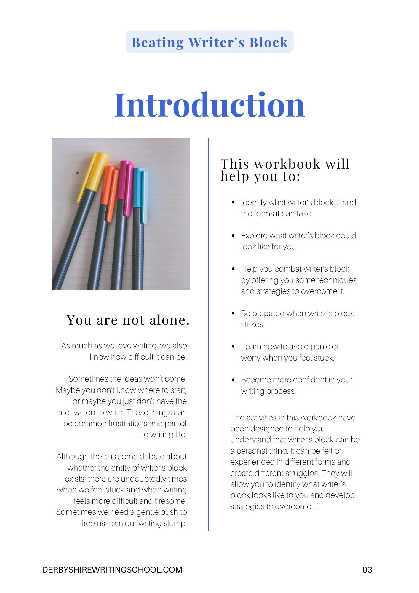 Creating Characters Workbook — Derbyshire Writing School