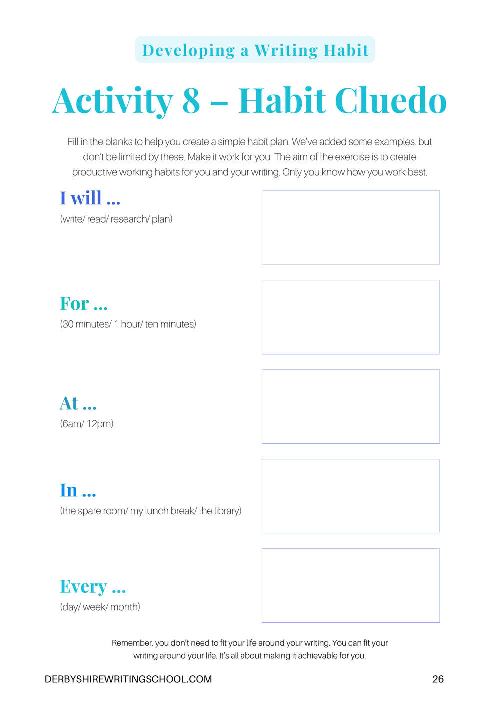 Creating Characters Workbook — Derbyshire Writing School