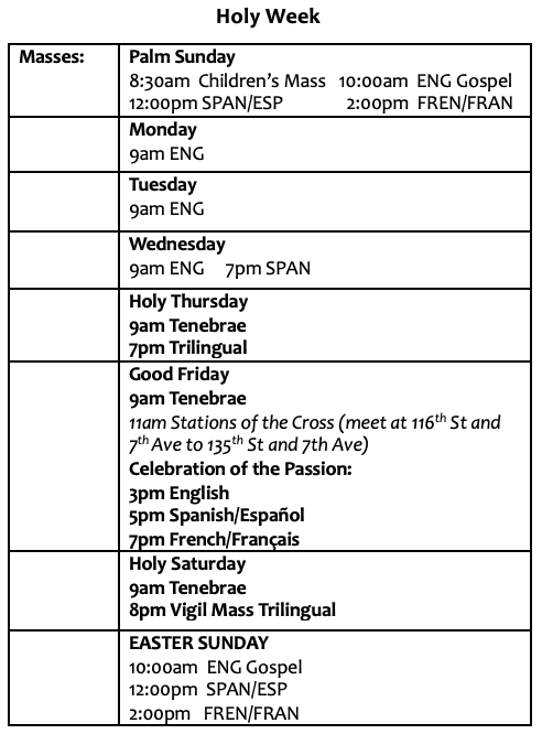 Mass Schedule — CHURCH OF SAINT JOSEPH OF THE HOLY FAMILY