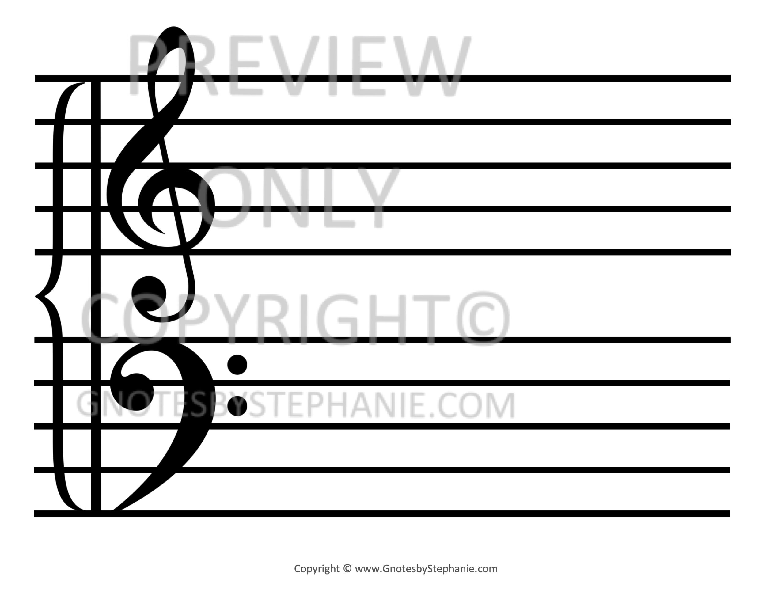 20 Giant Printable Music Staves (all 7 clefs) in B+W and color — Gnotes ...