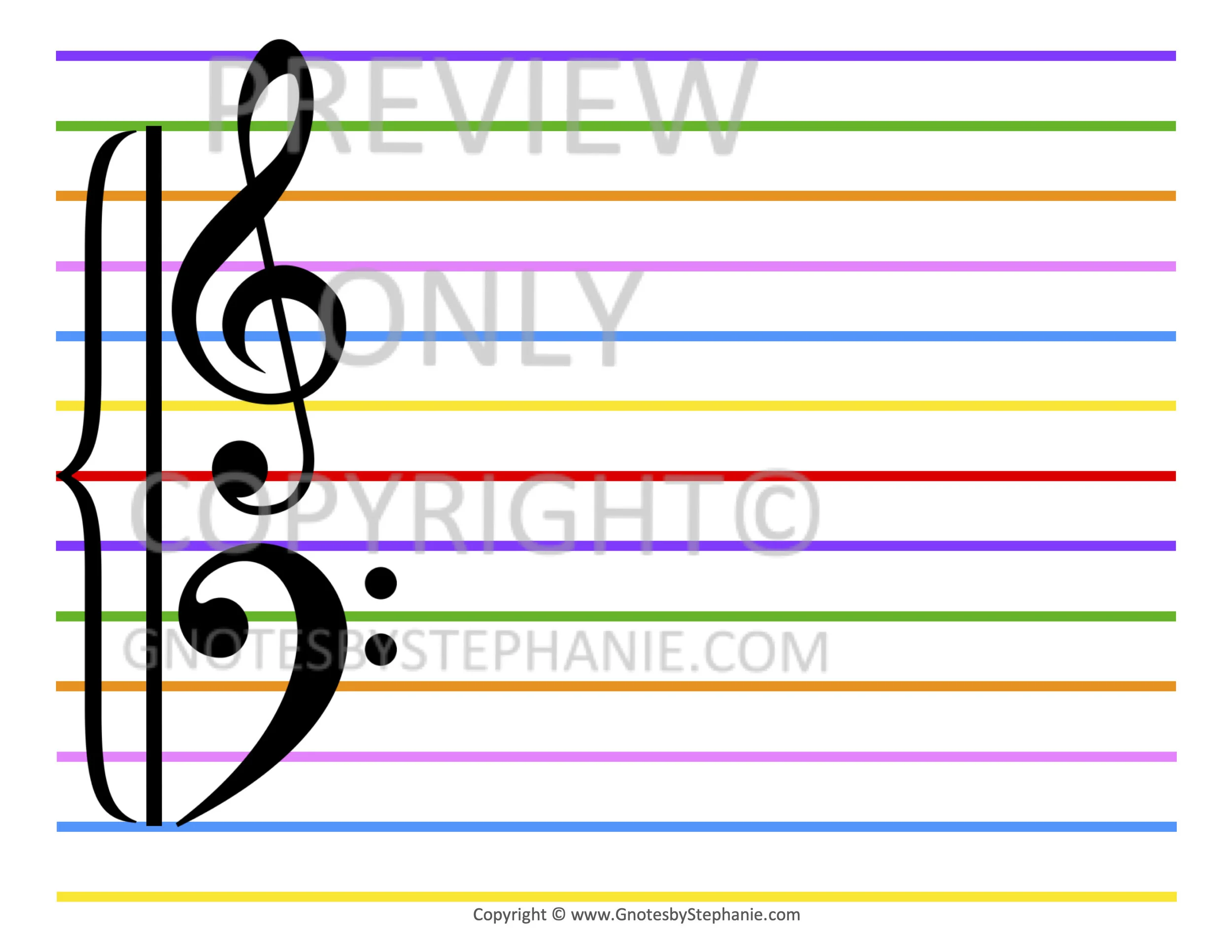 20 Giant Printable Music Staves (all 7 clefs) in B+W and color — Gnotes ...