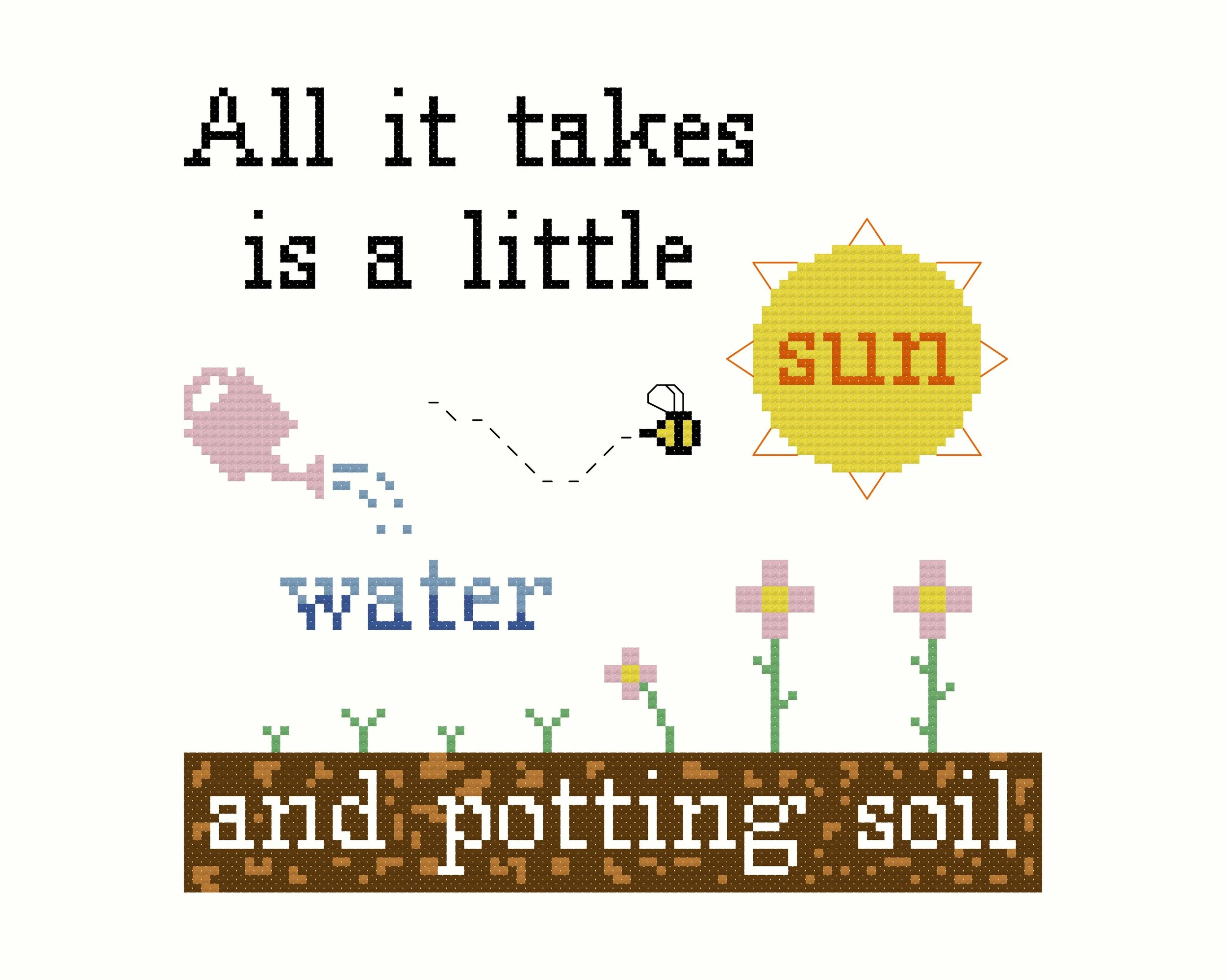 Sun, Water, and Potting Soil Cross Stitch Pattern PDF Download — The ...