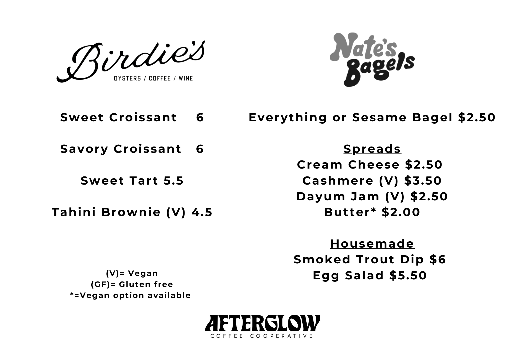 Menu — Afterglow Coffee Cooperative