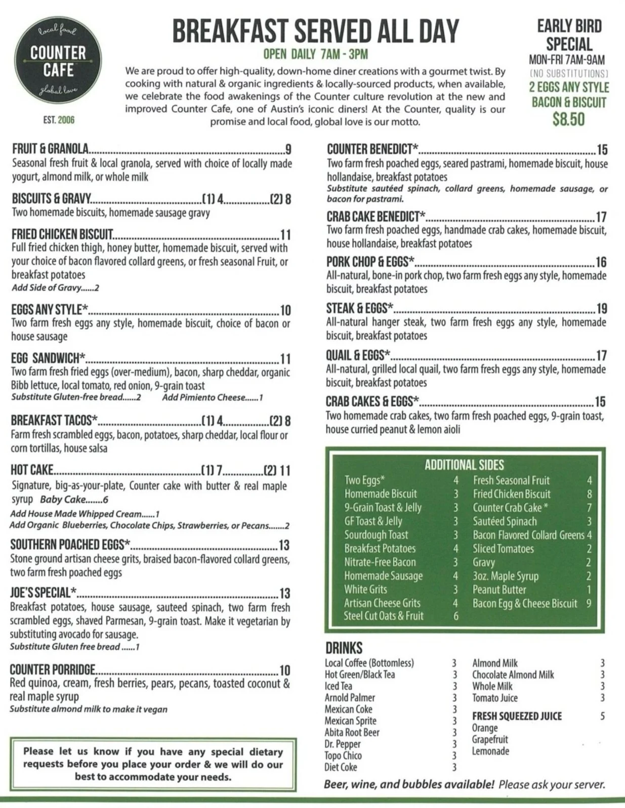 Menu — Counter Cafe
