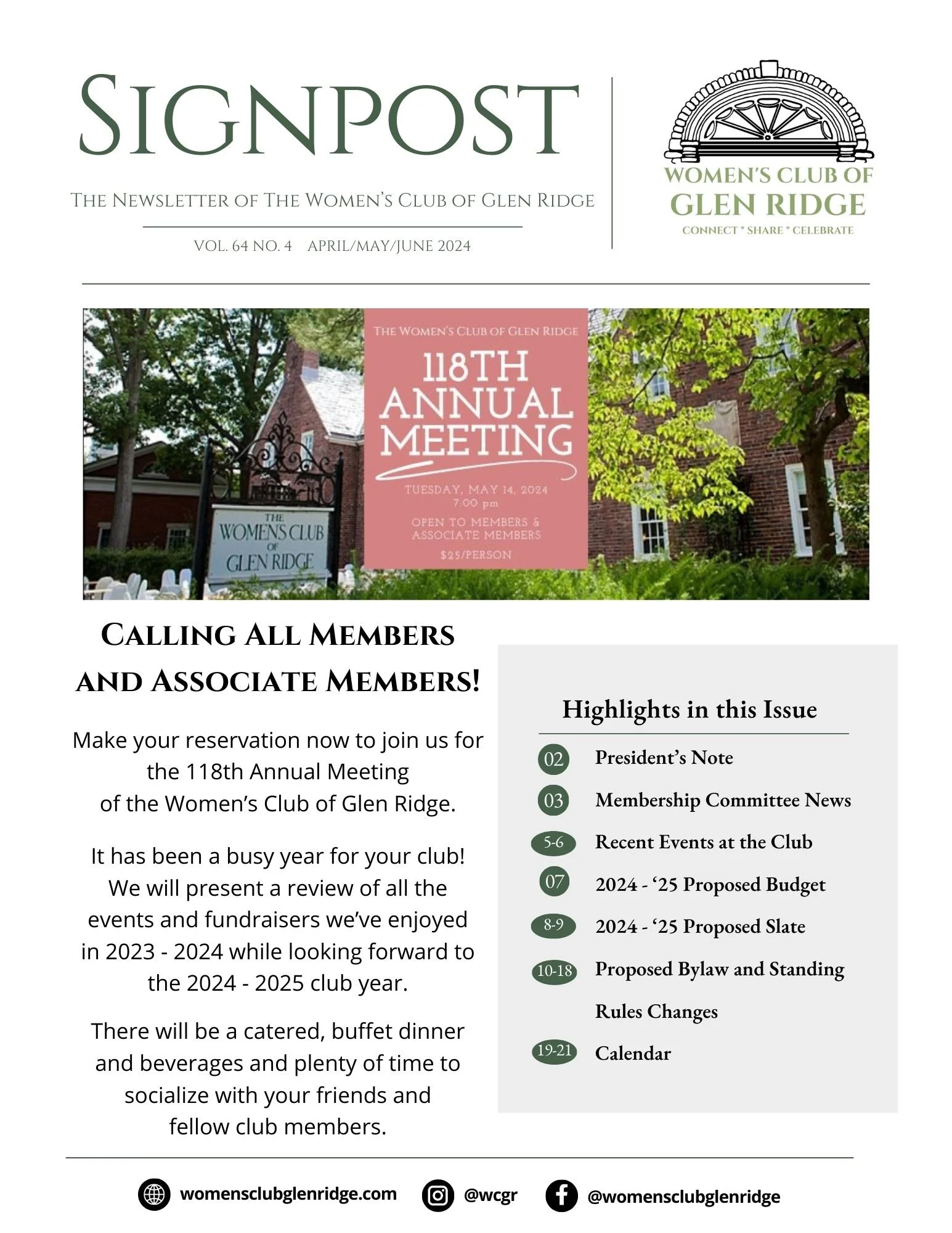Signpost Newsletter — Women's Club of Glen Ridge