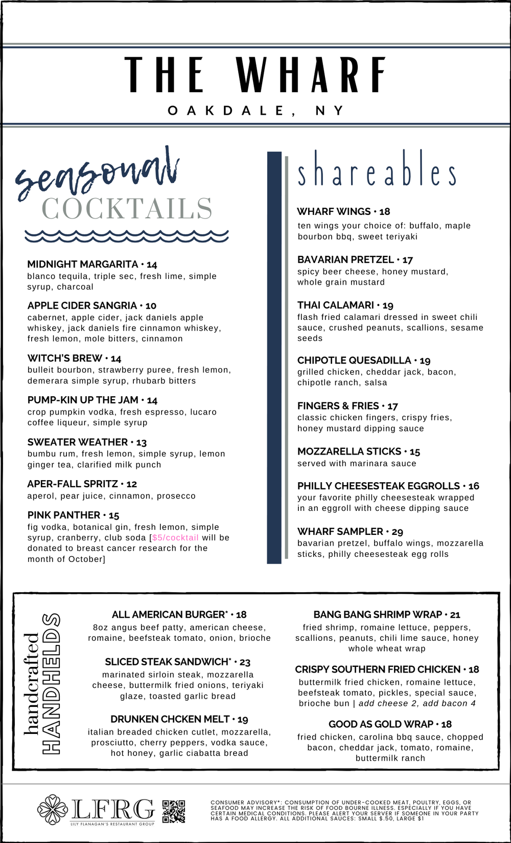 Menus — The Wharf Oakdale