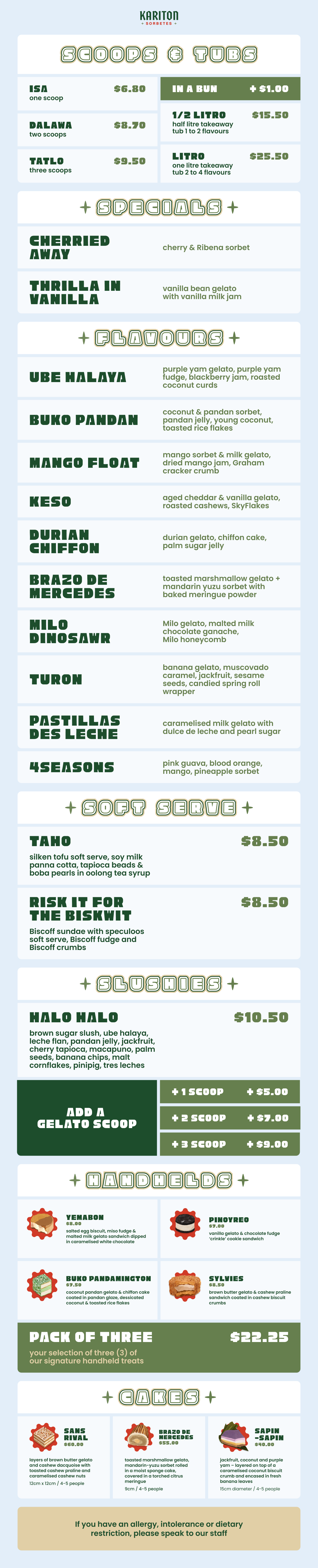 Store Menu — Kariton Sorbetes