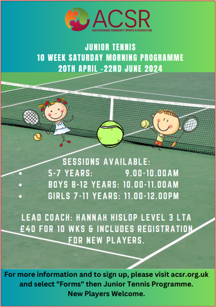 ACSR Junior Tennis Programme, April - June 2024 — acsr.org.uk