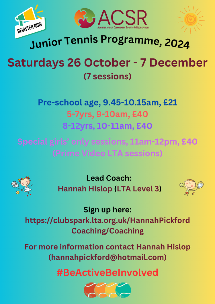 ACSR Youth Tennis Coaching Programme - October-December 2024 — acsr.org.uk