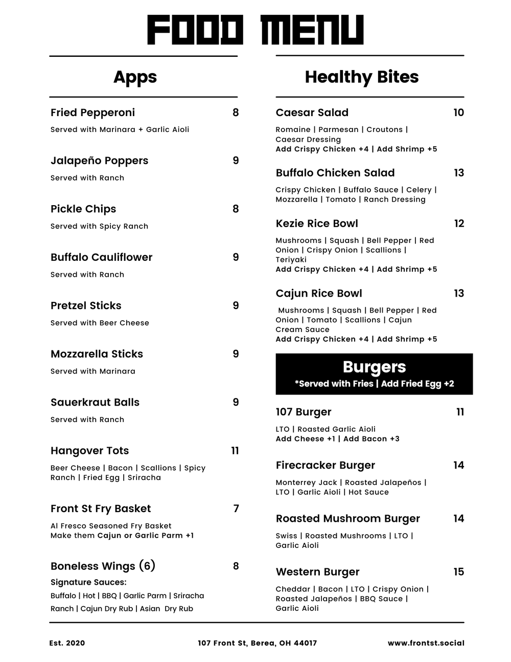 Food — Front St Social