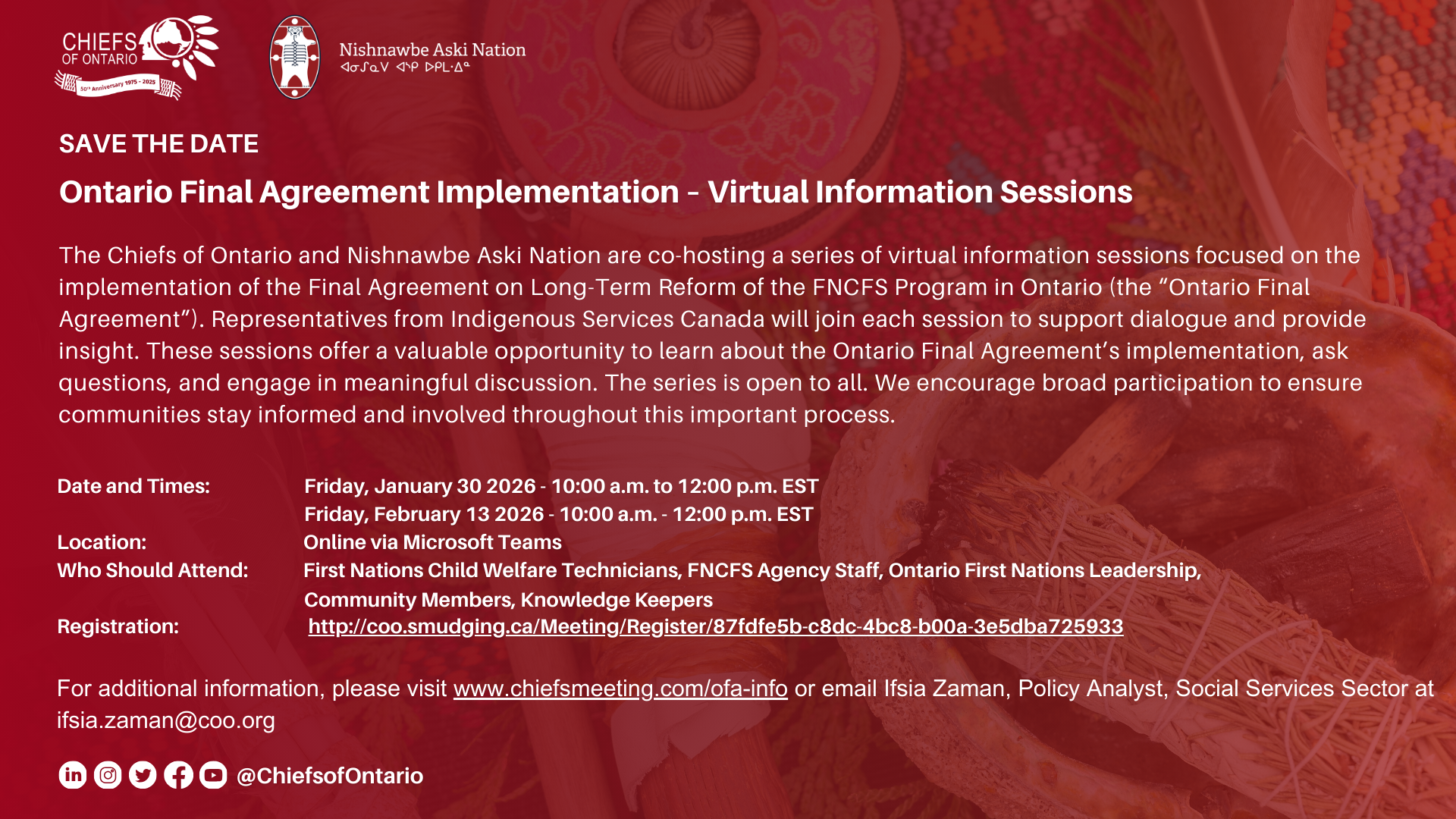 Ontario Final Agreement Implementation – Virtual Information Sessions