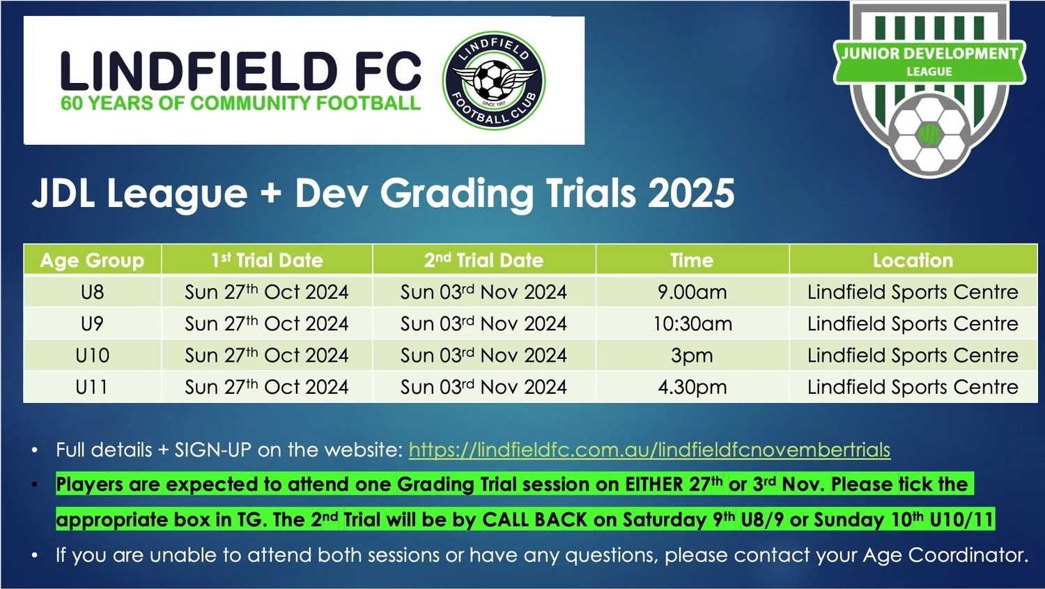 November Trials — Lindfield Football Club