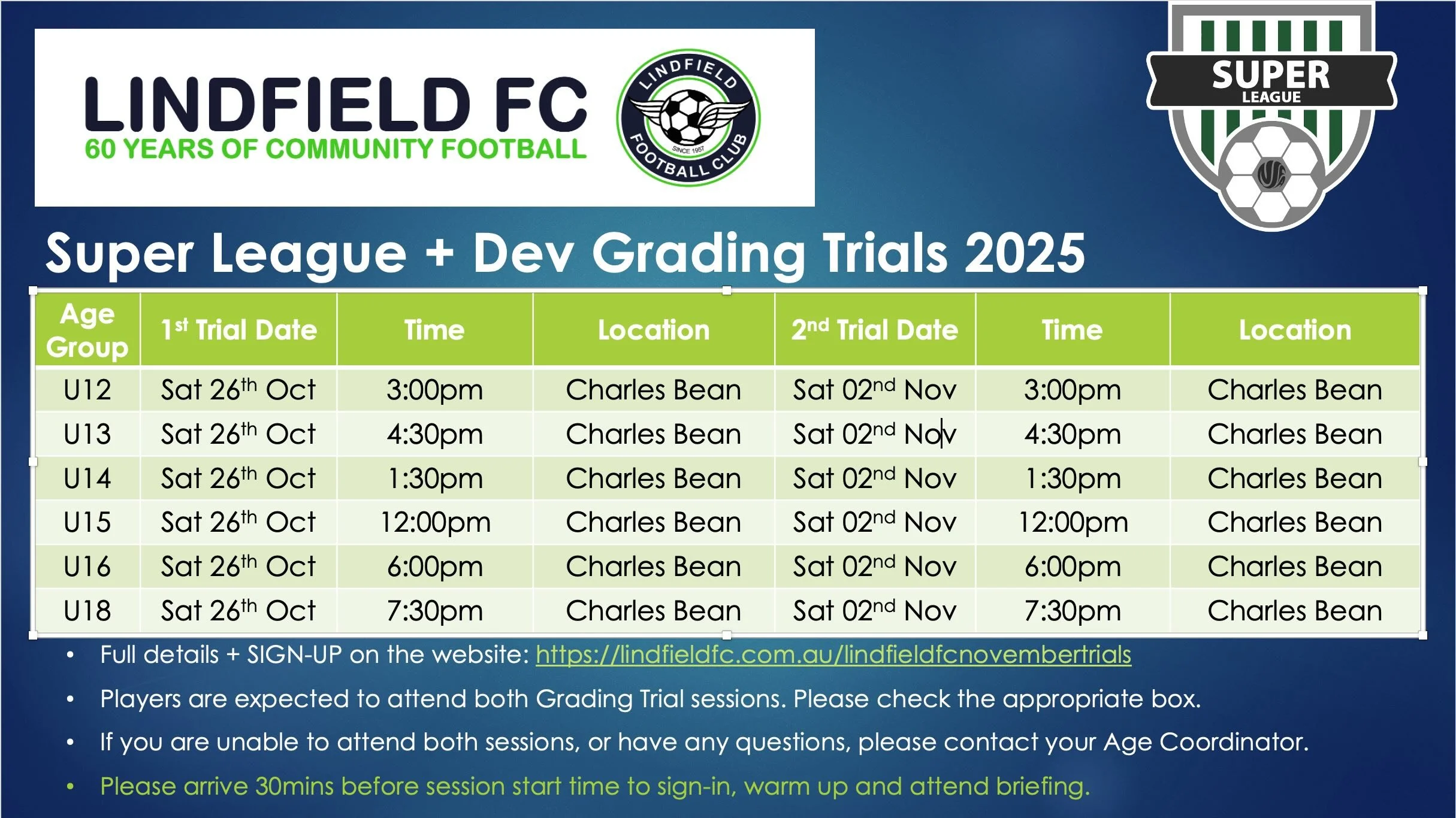 November Trials — Lindfield Football Club