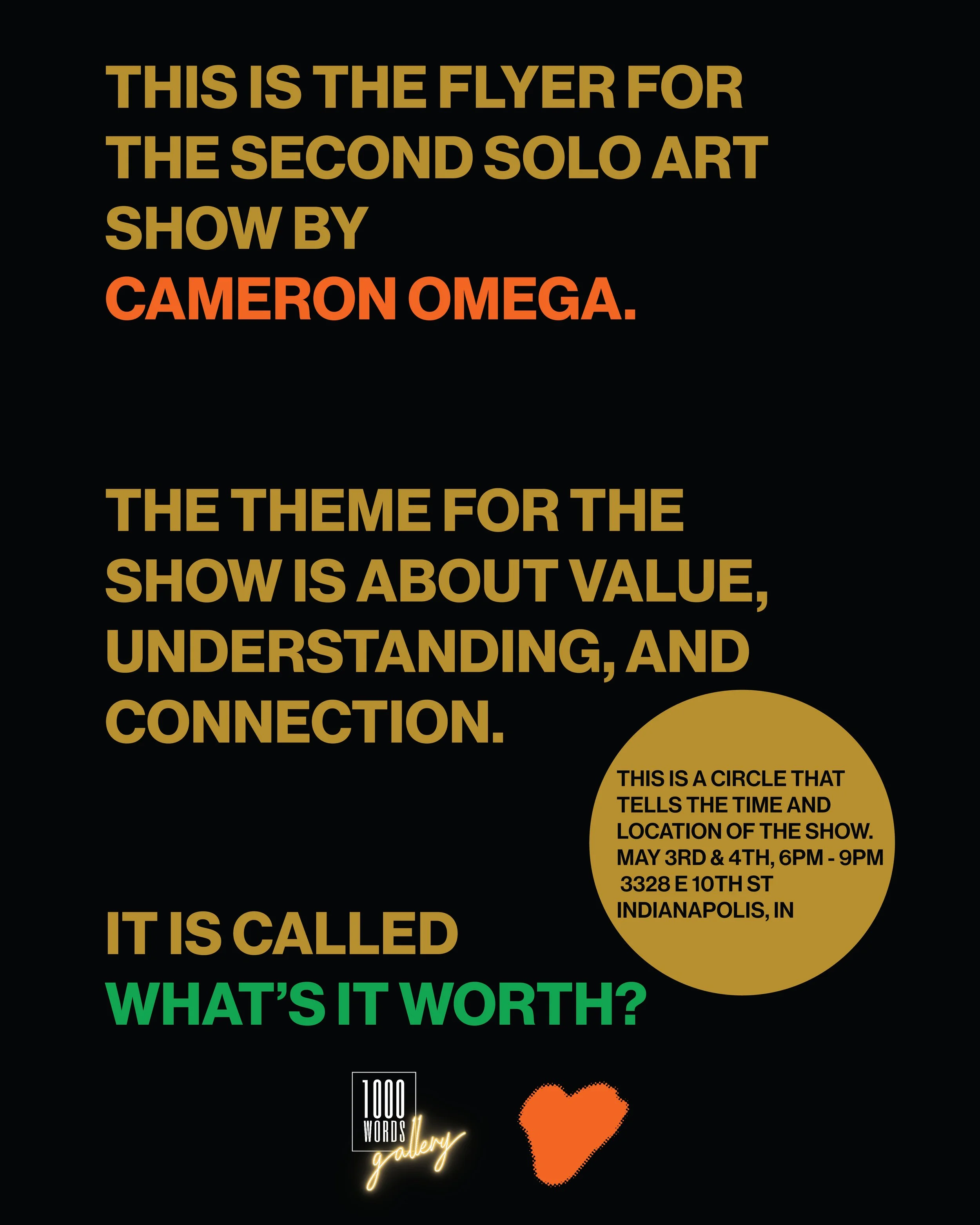What’s it Worth? A Solo Art Show by Cameron Omega — 1000 Words Inc ...