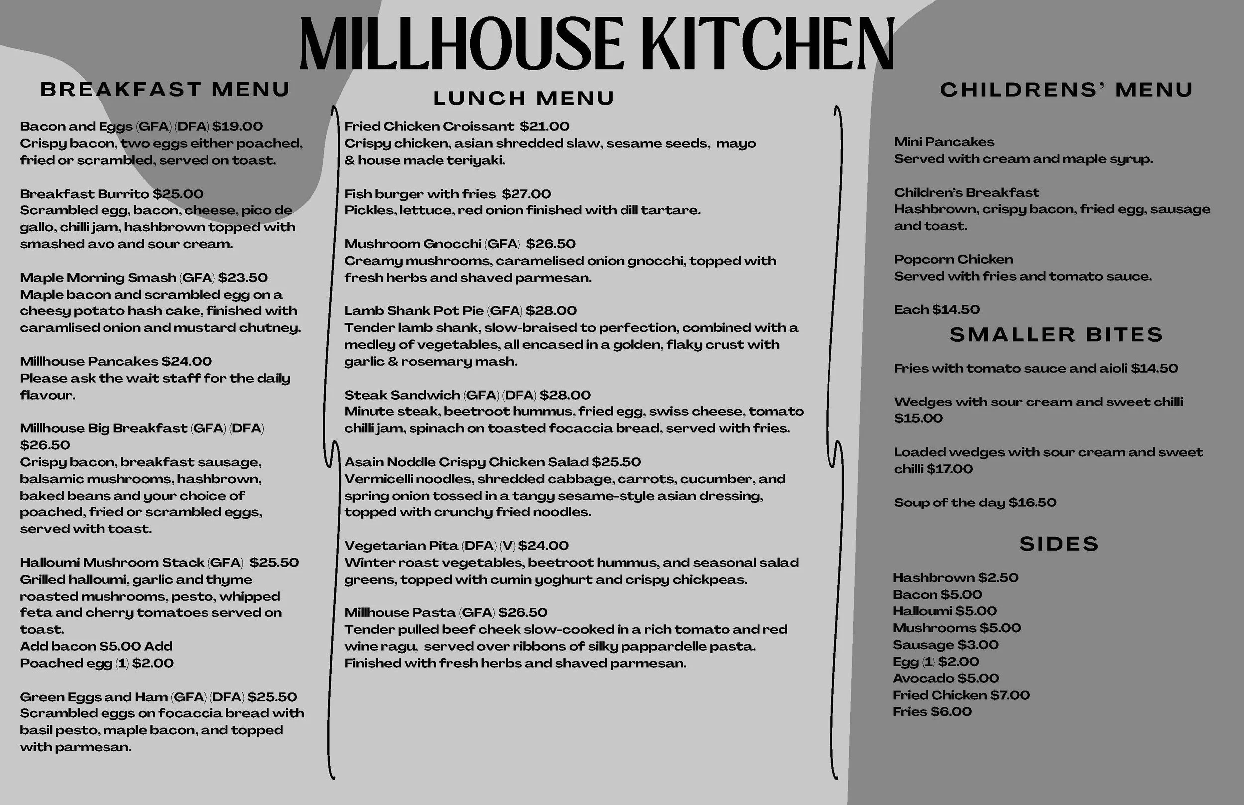 Our Menu — Millhouse Kitchen