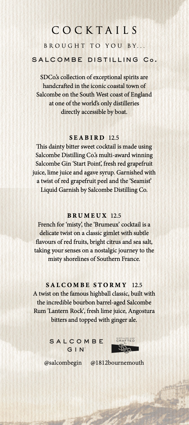 Explore our irresistible range of signature cocktails — 1812