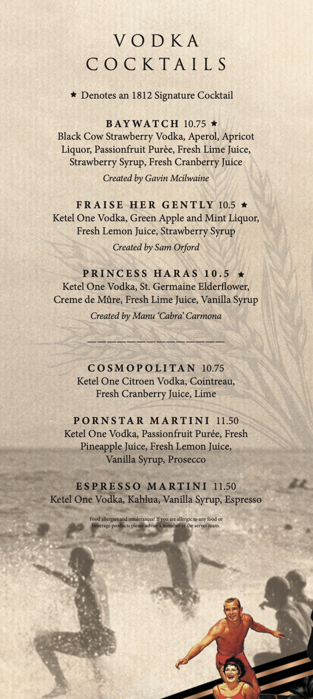 Explore our irresistible range of signature cocktails — 1812