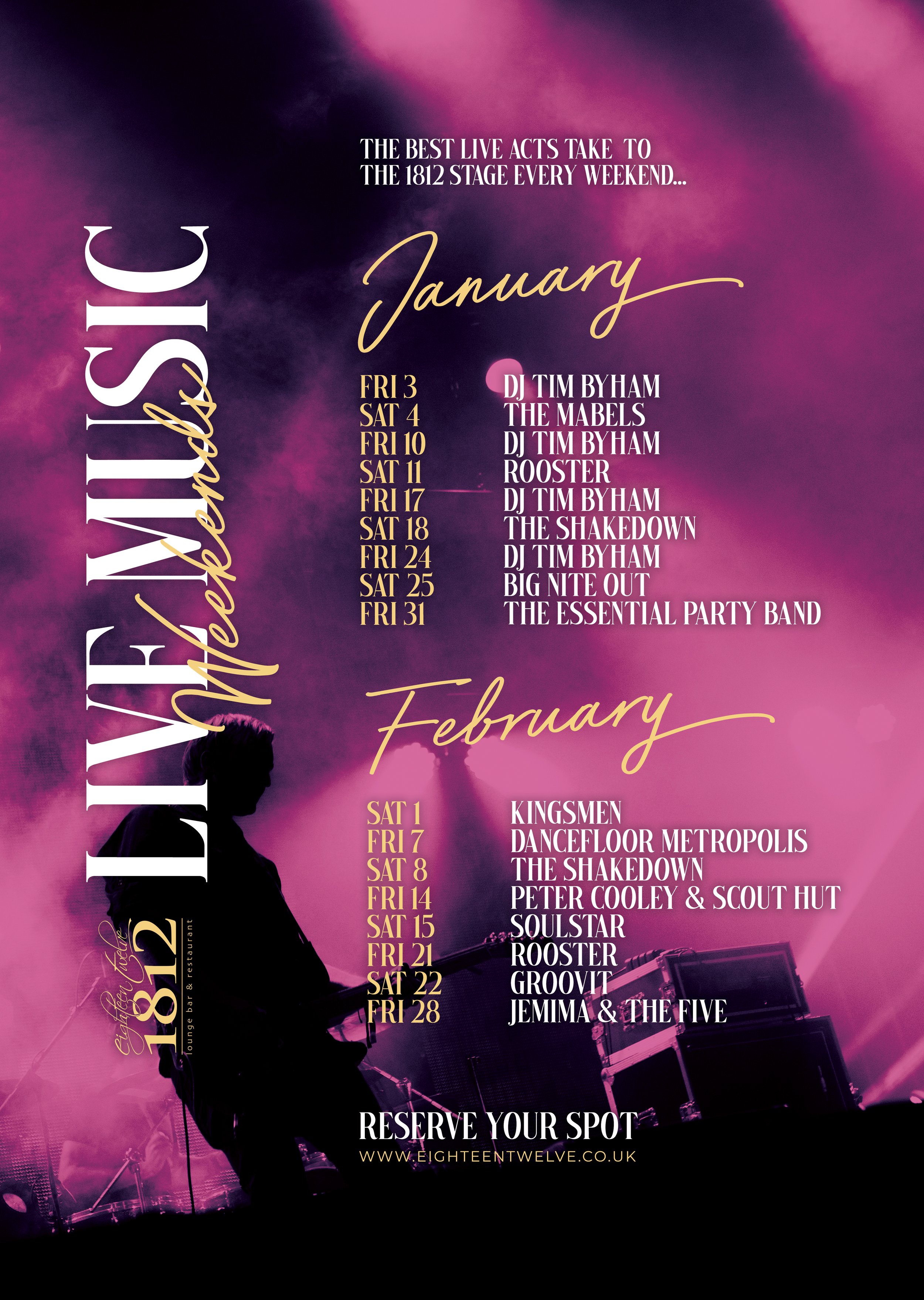 Join us for an unrivalled line-up of live music — 1812