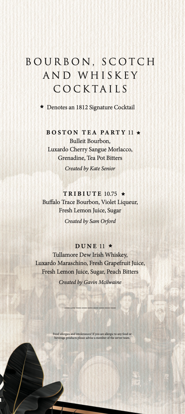 Explore our irresistible range of signature cocktails — 1812