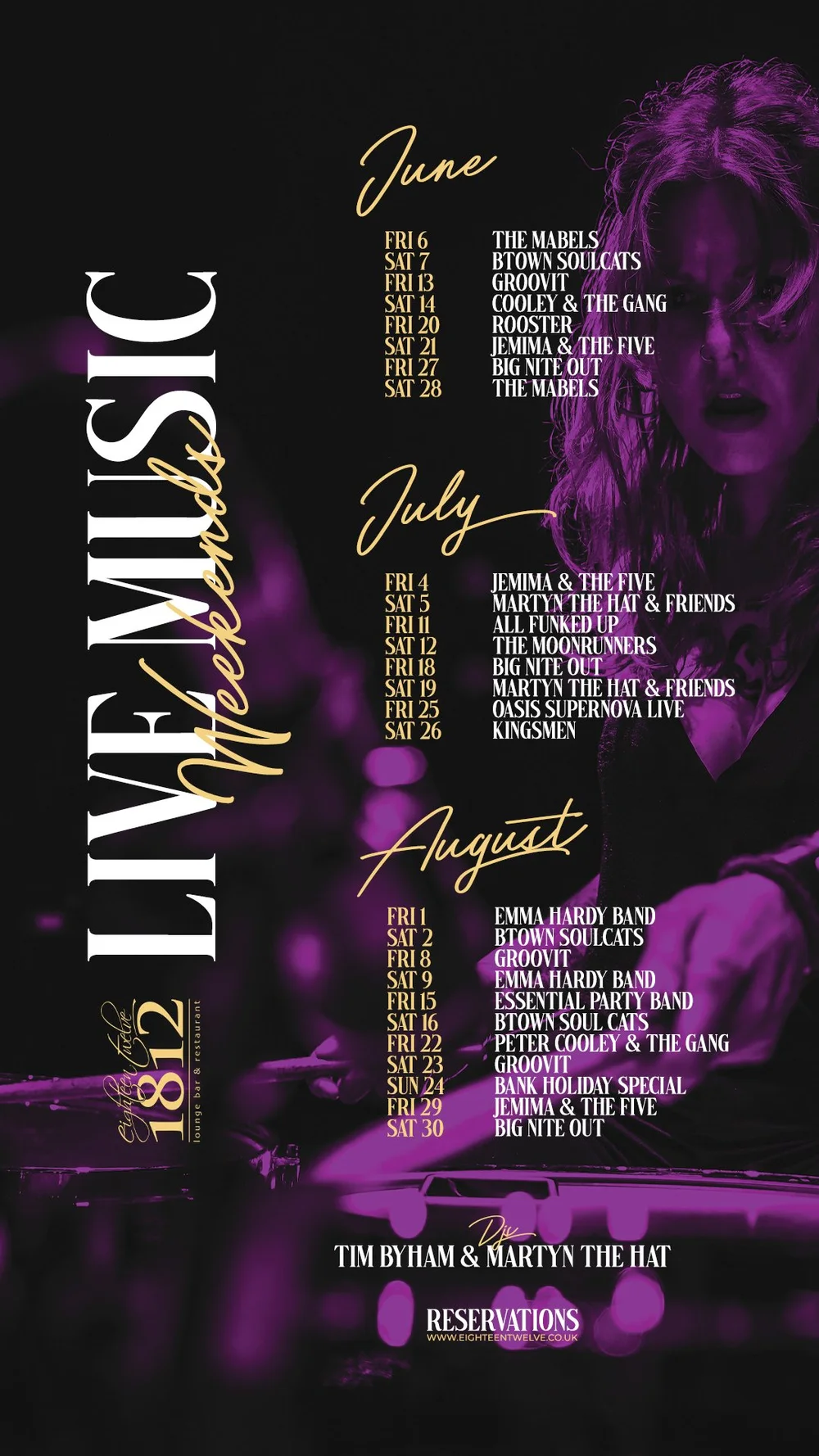 Join us for an unrivalled line-up of live music — 1812