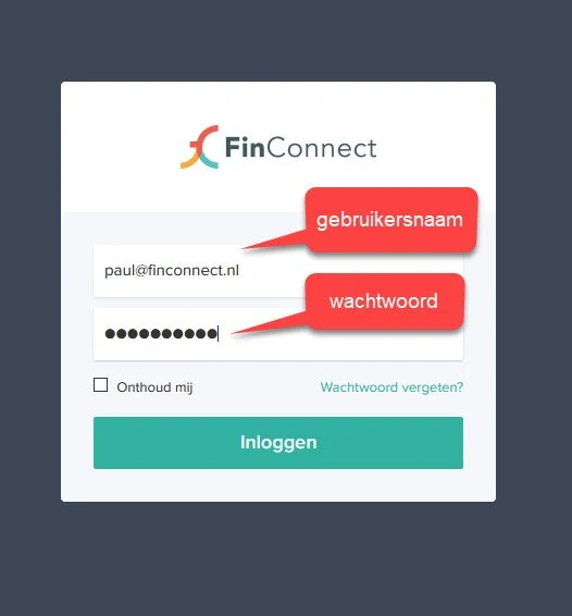 Functionaliteit FinConnect Inloggen in FinConnect — Finly