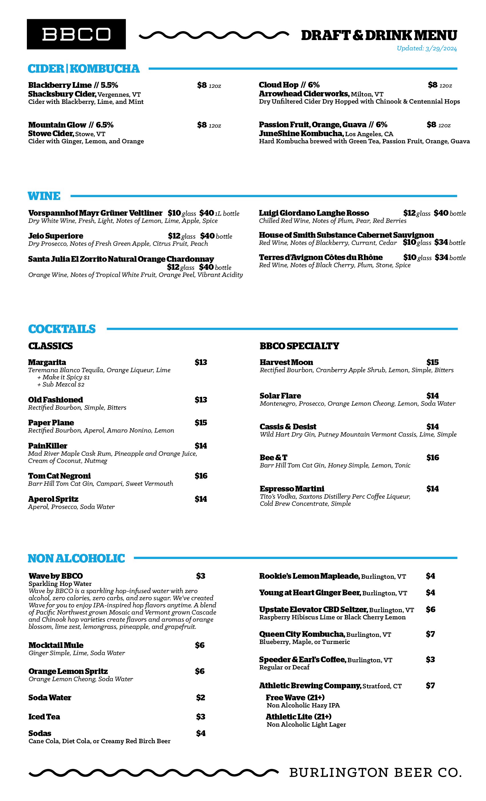 BBCO BEER MENU — BBCO | Burlington Beer Company