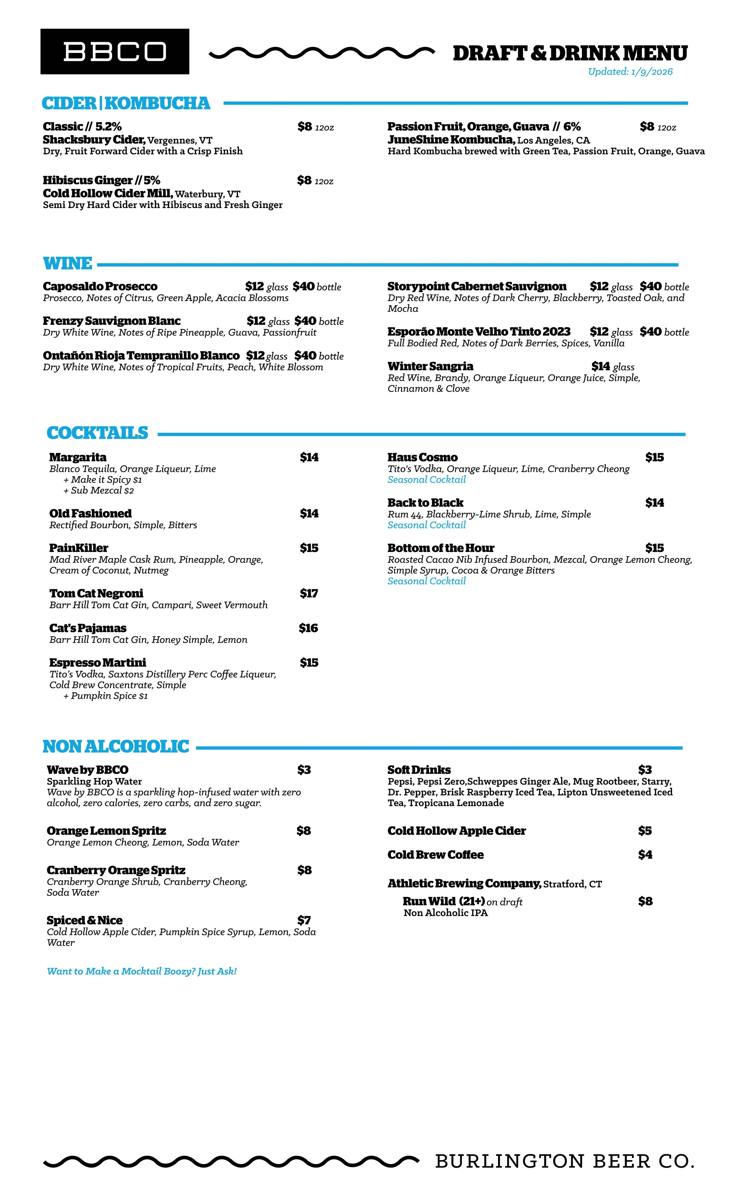 BBCO BEER MENU — BBCO | Burlington Beer Company