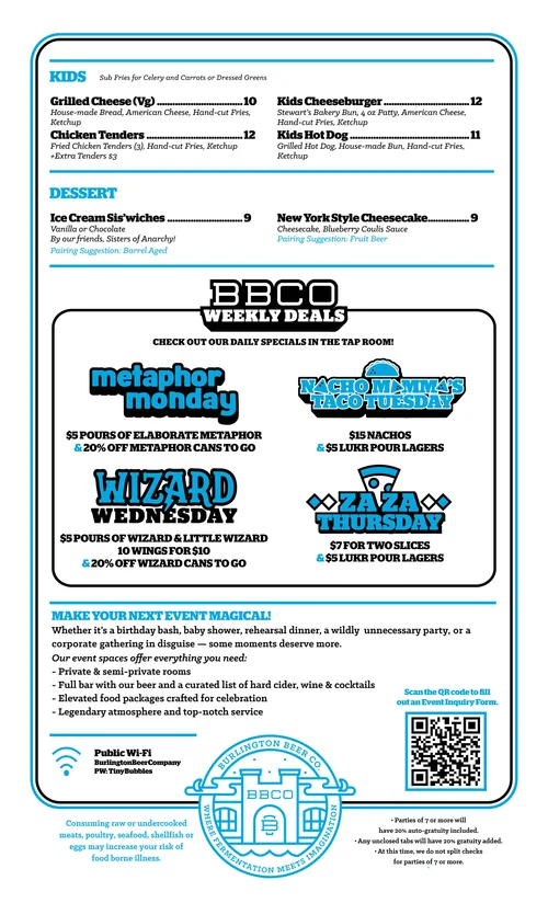 BBCO FOOD MENU — BBCO | Burlington Beer Company