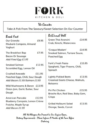 Menu - Fork Kitchen & Deli