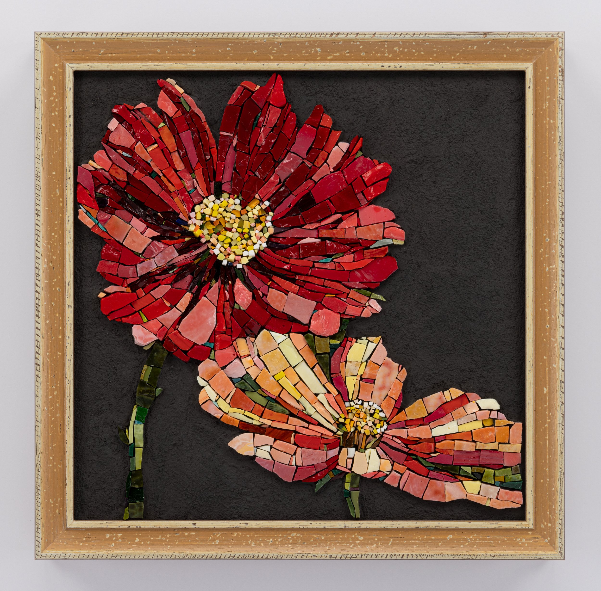 Zinnia In A Shady Garden by Brenda Pokorny — brendapokornymosaics.com