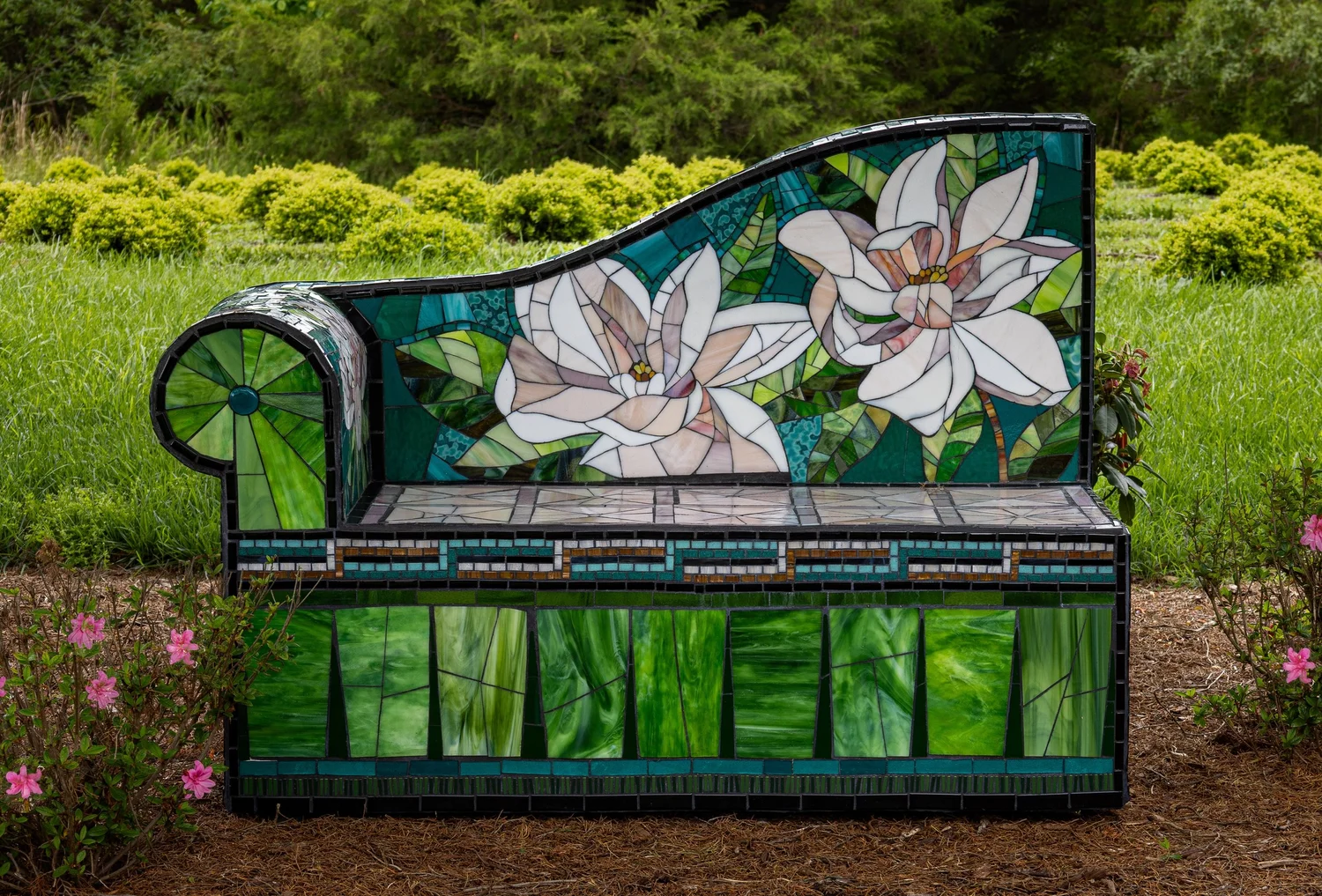mosaic garden benches — brendapokornymosaics.com