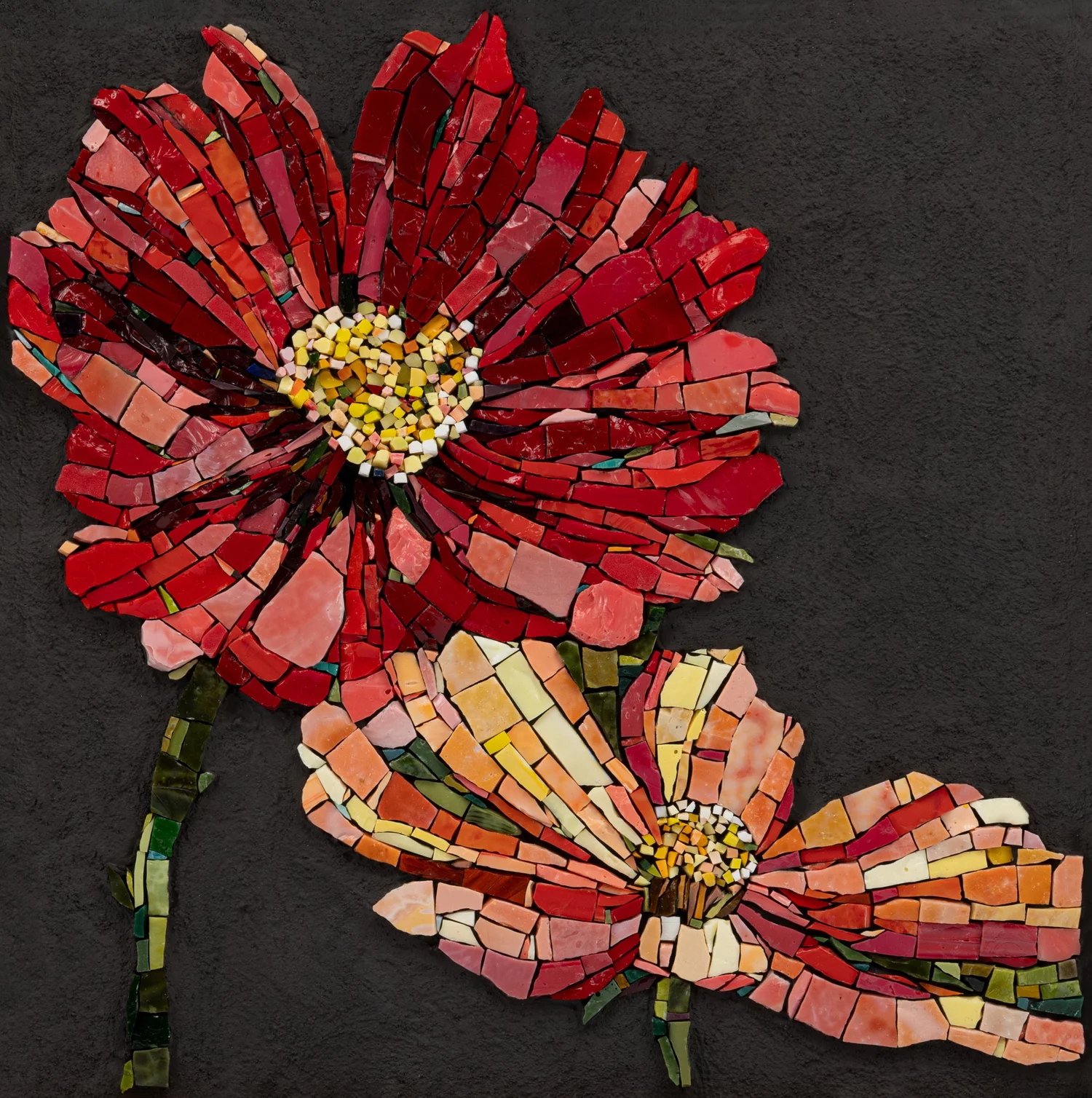 Zinnia In A Shady Garden by Brenda Pokorny — brendapokornymosaics.com