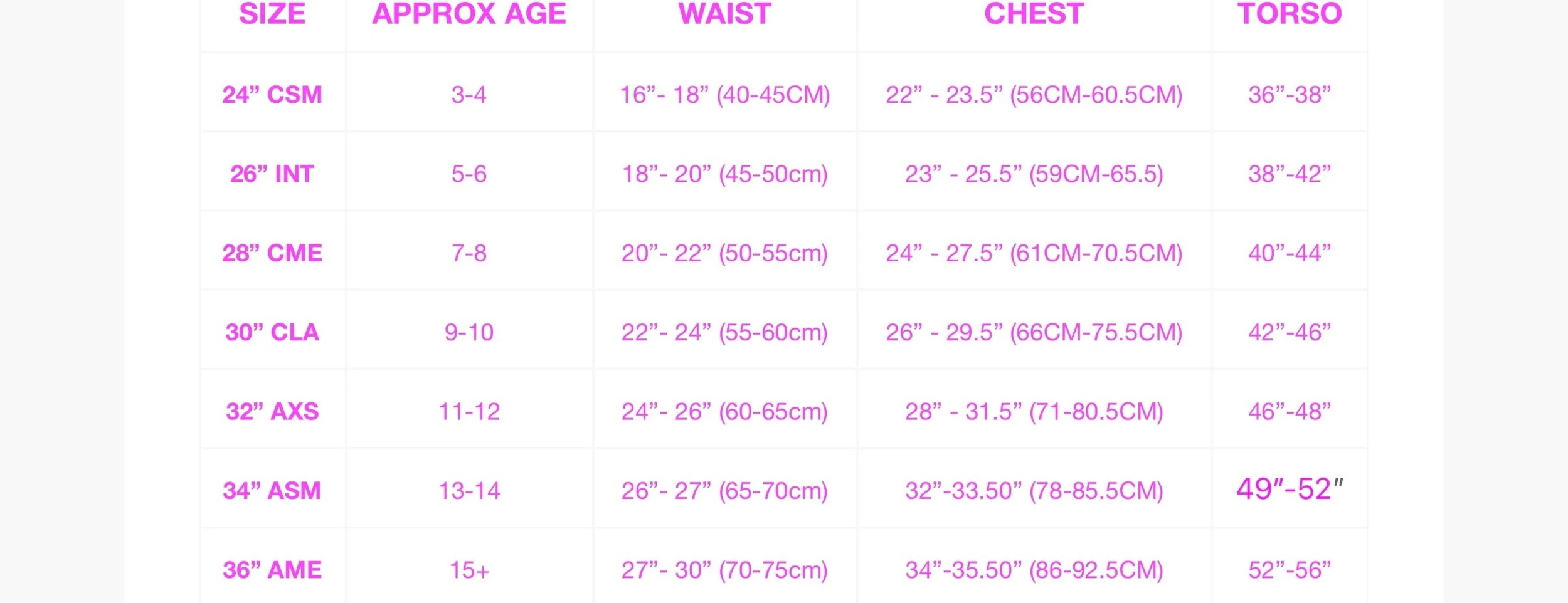 Gym Leotard Size Chart – Gymnastics Size Chart – CKXK