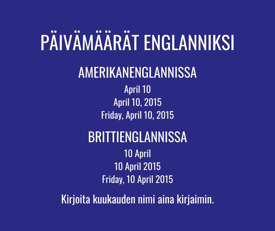 Päivämäärät englanniksi | Särmä Communications