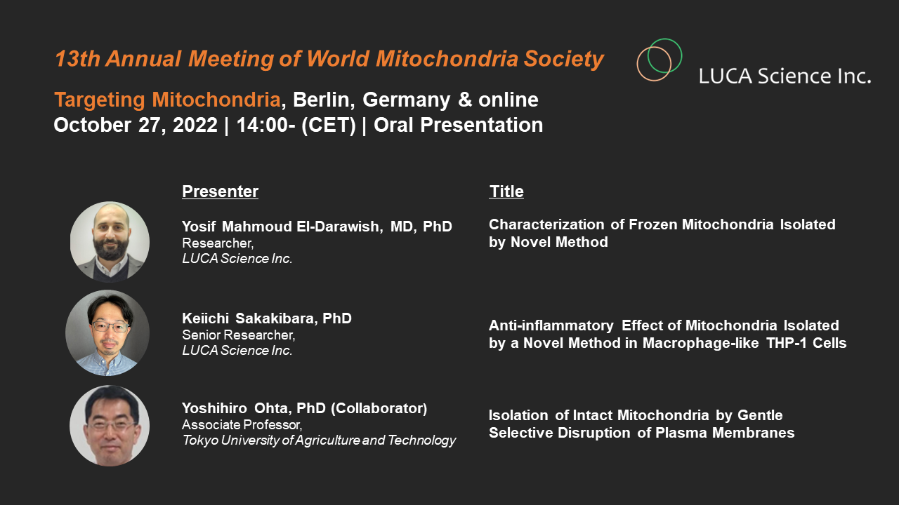 LUCA Science Announces Oral Presentations at the World Mitochondria ...