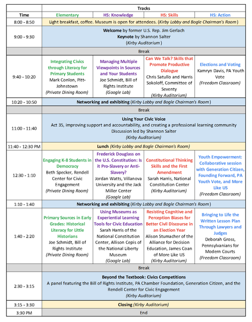 Educator Forum Schedule, Sept. 2024 — PACivics