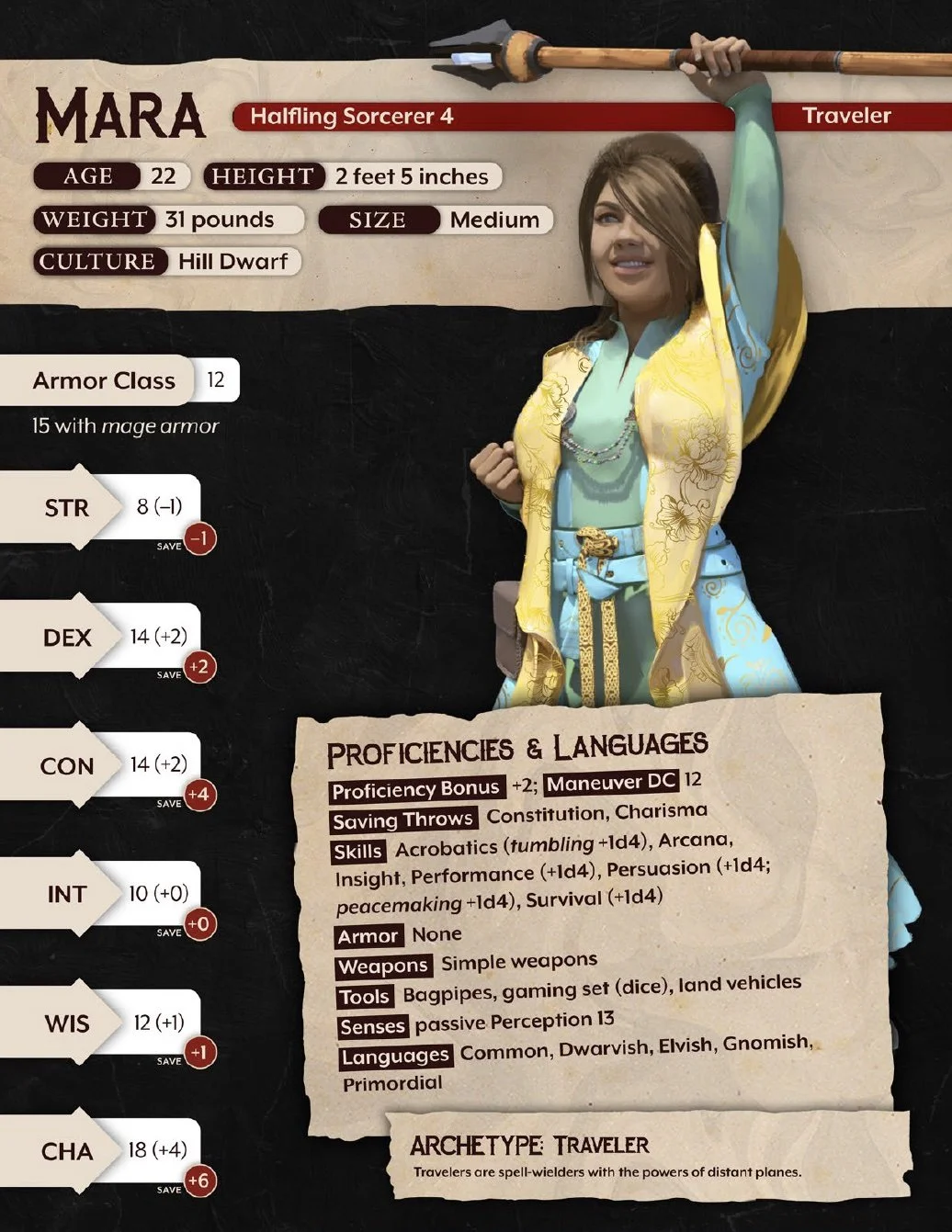Meet Mara, Halfling Sorcerer — Level Up: Advanced 5th Edition (A5E)