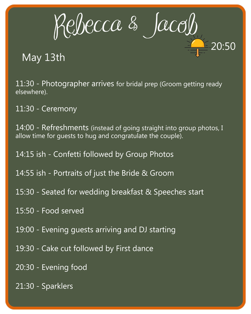 Planning to perfection - A guideline on wedding timings — Leah Karen ...