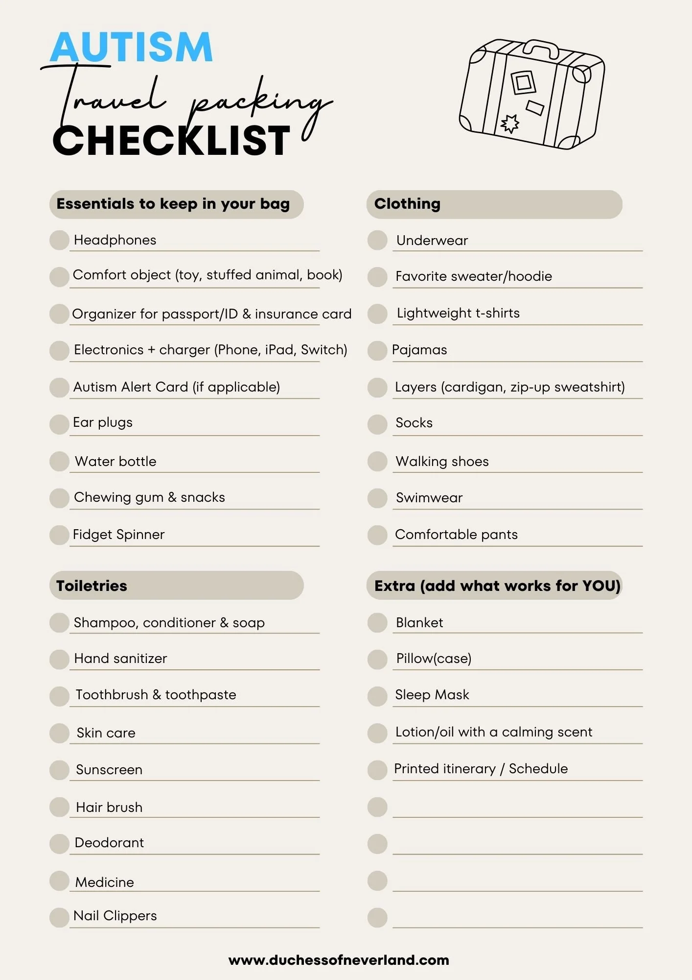 Traveling with Autism: Essential Packing Tips and Checklist — Duchess ...