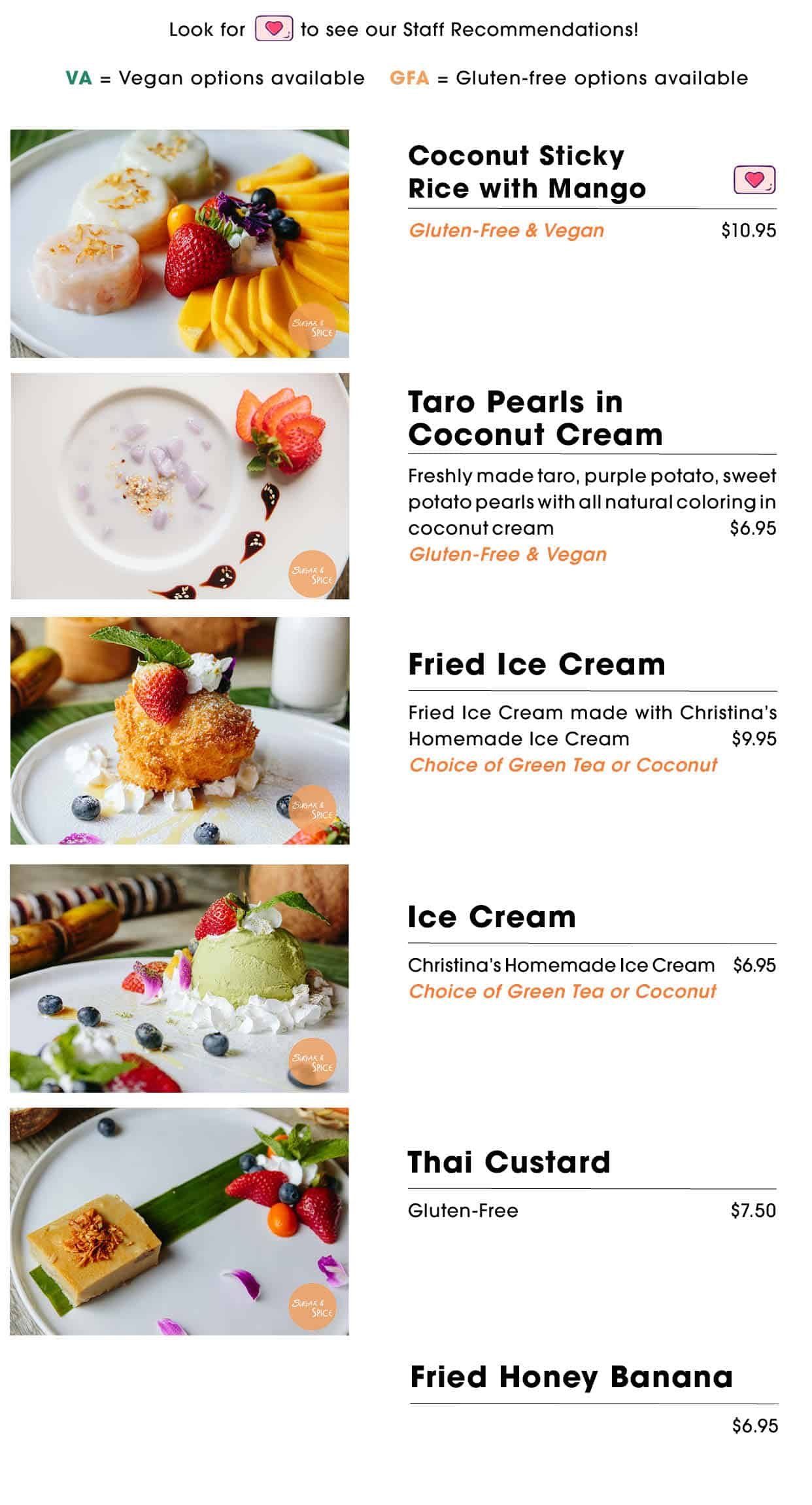 Dessert Menu | Dine in — Sugar & Spice | Cambridge, MA