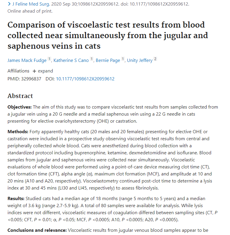 Studies — Entegrion VCM Vet™