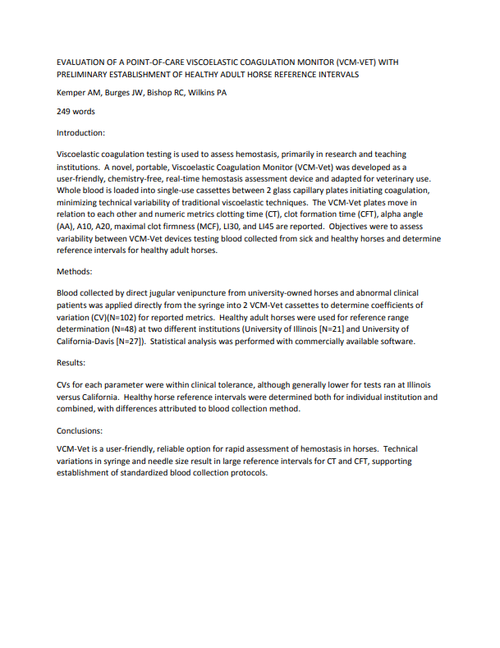 Studies — Entegrion VCM Vet™