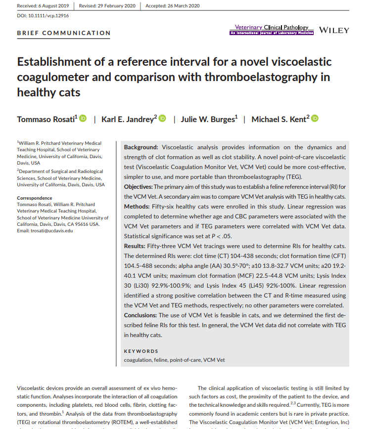 Studies — Entegrion VCM Vet™
