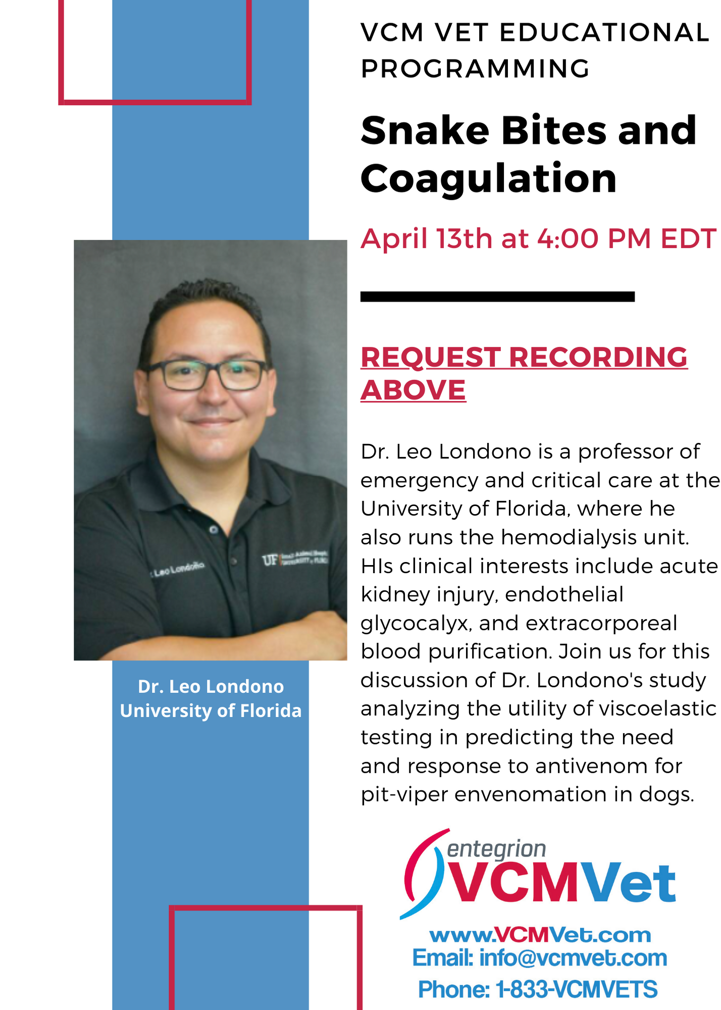 Educational Programming — Entegrion VCM Vet™